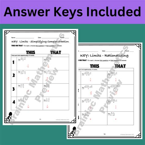 Evaluating Limits Algebraically This Or That Activities Made By Teachers