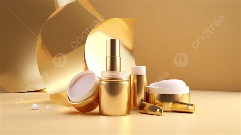 골드 화장품과 페이스 크림 세트 3d 제품 스킨 케어 일러스트레이션 골드 미니멀 모던 고화질 사진 사진 배경 일러스트 및 사진 무료 다운로드 Pngtree
