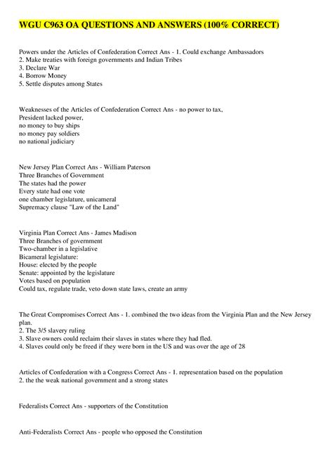 WGU C OA QUESTIONS AND ANSWERS CORRECT Scholarfriends