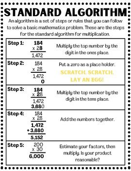 Multiplying Whole Numbers Standard Algorithm Anchor Chart By Haley Shewmake