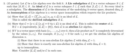 Solved 5 15 Points Let L Be A Lie Algebra Over The Field
