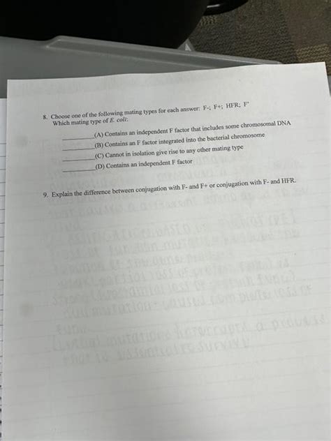 Solved Choose One Of The Following Mating Types For Each Chegg Com