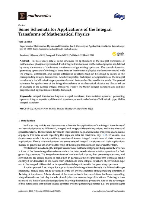 pdf some schemata for applications of the integral transforms of