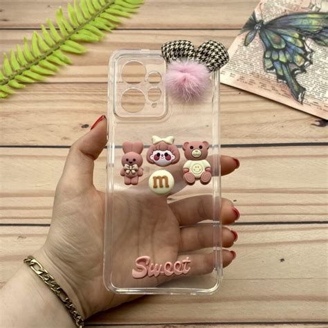 قاب گوشی Redmi Note 12 4g شیائومی عروسکی برجسته سه بعدی پام پام دار