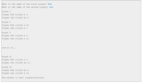Solved Program Behavior This Program Plays A Dice Race Game