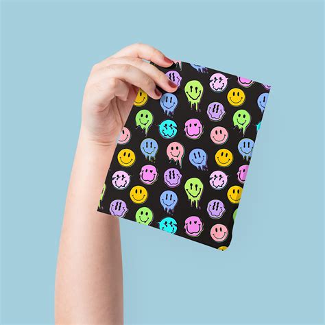 Smiley Face Seamless Pattern Trippy Smile Fabric Design Melting Face Pattern For Commercial