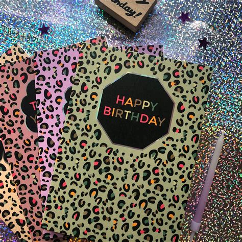 Leopard Print Happy Birthday Card Katsillustration