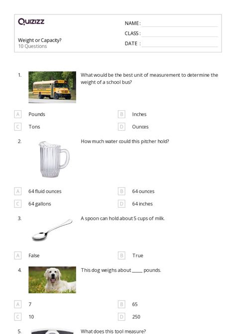 50 Measurement And Capacity Worksheets For 3rd Grade On Quizizz Free