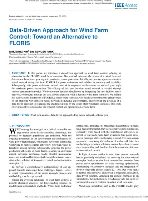 Pdf Data Driven Approach For Wind Farm Control Toward An Alternative
