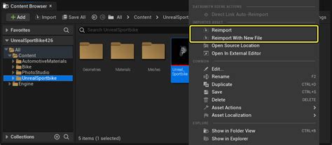 reimporting datasmith content into unreal engine unreal engine 5 4 documentation epic