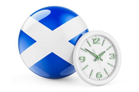 Premium Photo Scottish Flag With Clock Time In Scotland 3d Rendering