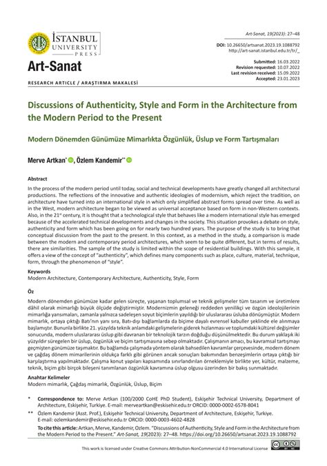 Pdf Discussions Of Authenticity Style And Form In The Architecture From The Modern Period To
