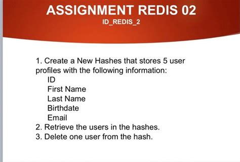 Solved Assignment Redis 02 Idredis2 1 Create A New Hashes