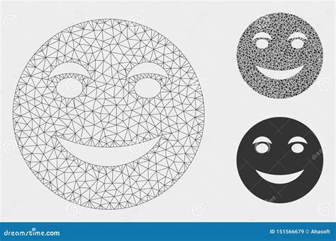 Funny Smile Vector Mesh Network Model And Triangle Mosaic Icon Stock Vector Illustration Of