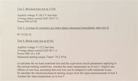 solved 3 the following test data apply to a 7 7 hp three