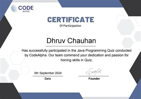 Java Programming Quiz Completed With 80 Marks Codealpha Dhruv Chauhan