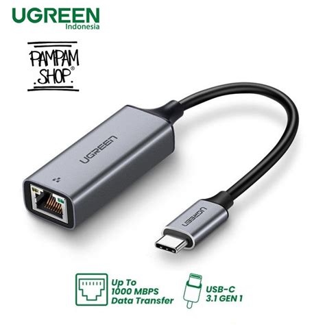 Ugreen Original Ethernet Adapter Usb Type C To Rj45 Lan Up To 1000 Mbps 50737 Adaptor Tipe C