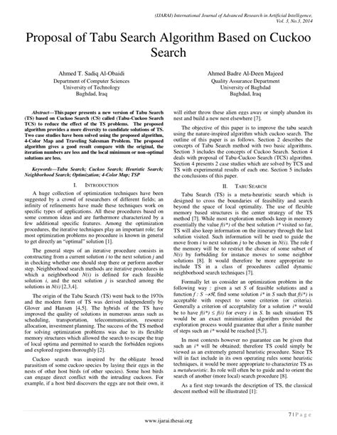 Pdf Proposal Of Tabu Search Algorithm Based On Cuckoo Search