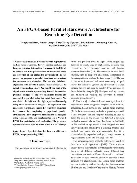 Pdf An Fpga Based Parallel Hardware Architecture For Real Time · Presented An Eye