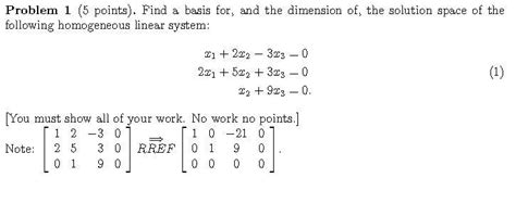 Solved Problem Points Find A Basis For And The Chegg