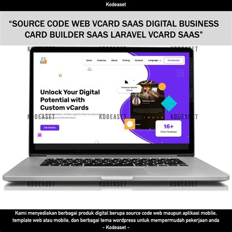 jual source code aplikasi web vcard saas digital business card builder