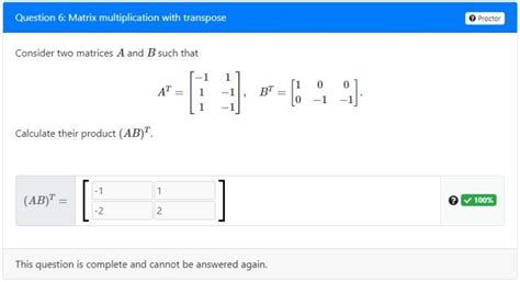 Solved Question Matrix Multiplication With Transpose Chegg