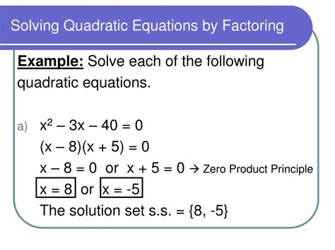 Ppt Solving Quadratic Equations By Factoring Powerpoint Presentation Id 904126