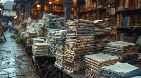 A Stack Of Ancient Scrolls Is Piled High Wallpaper Premium Ai Generated Image