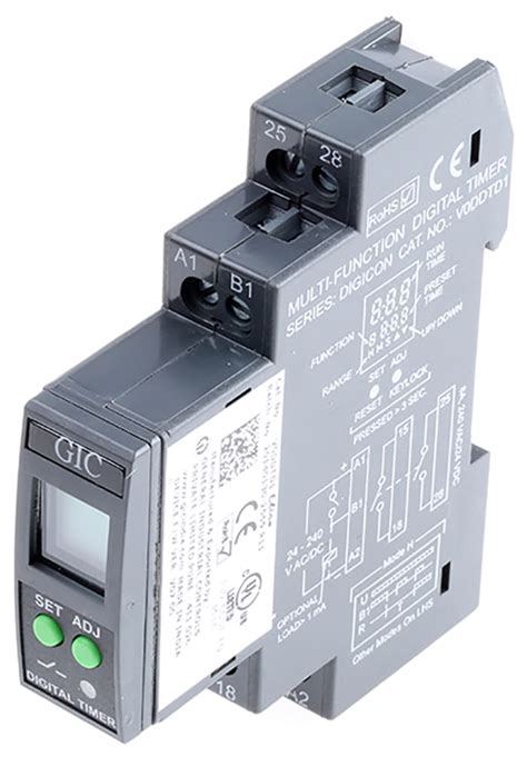 V0ddtd1 Gic Gic Din Rail Multi Function Timer Relay 24 → 240v Acdc