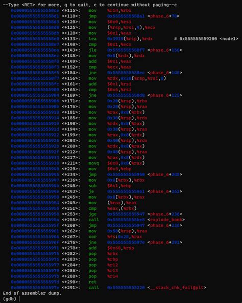 Binary Bomb Lab Phase 6 0xefe4
