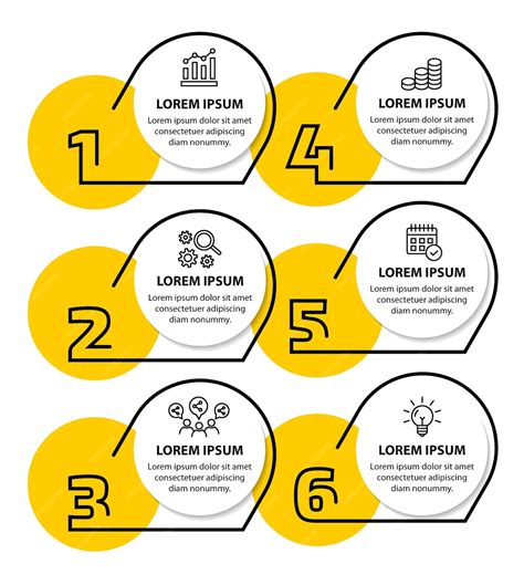 6 단계 인포그래픽 플로우 차트 디자인 템플릿 프리미엄 벡터