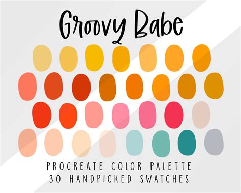 Groovy Vintage Procreate Color Palette Color Swatches Retro Etsy