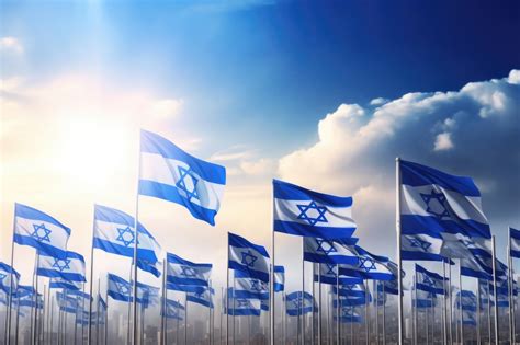 A Group Of Blue And White Flags Flying In The Sky This Image Can Be
