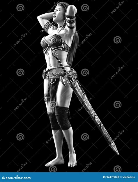 Warrior Amazon Woman With Sword Stock Illustration Illustration Of
