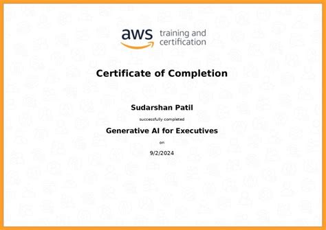 certificate of generative ai for executives by aws sudarshan patil posted on the topic linkedin