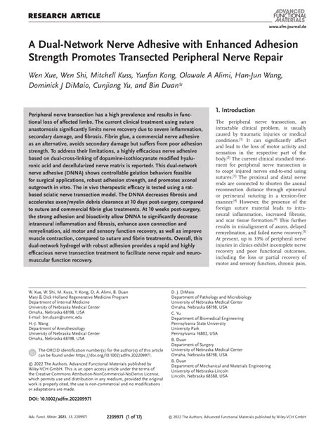 Pdf A Dual‐network Nerve Adhesive With Enhanced Adhesion Strength