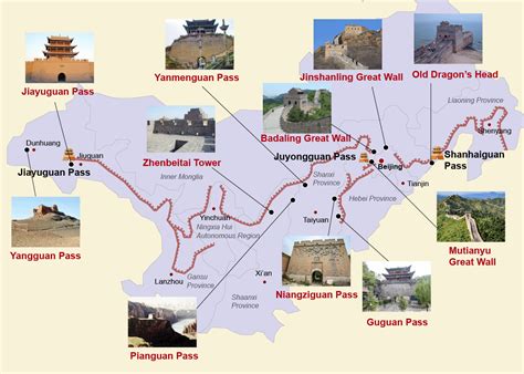 China Great Wall Sections Scenes In Beijing Gansu Hebei Shaanxi