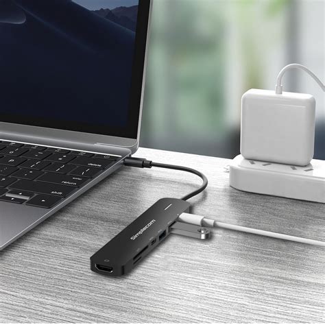 simplecom cht570 usb c superspeed 7 in 1 multiport hub adapter hdmi 2 0