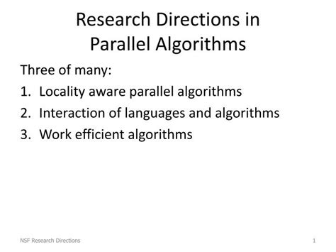 Ppt Research Directions In Parallel Algorithms Powerpoint Presentation Id