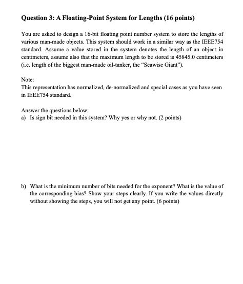 Solved Question A Floating Point System For Lengths Chegg