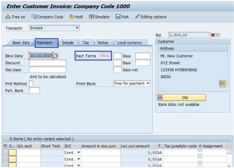 SAP FI Post Sales Invoice
