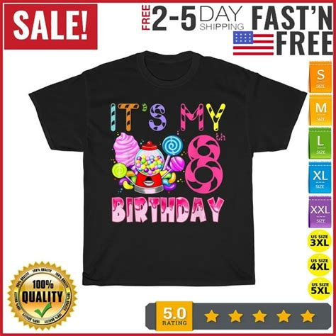 Its My 8th Birthday Candy Candyland Birthday Girl 8 Year T Shirt Men