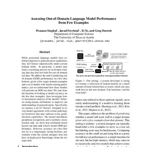 Assessing Out Of Domain Language Model Performance From Few Examples Acl Anthology