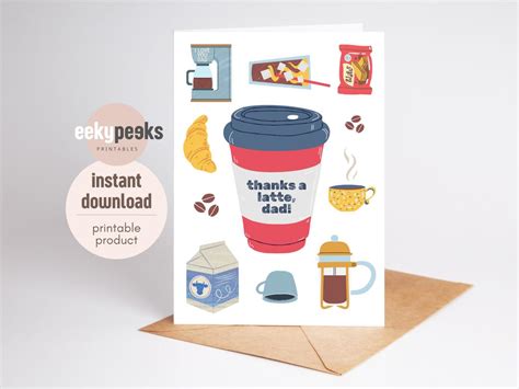 Printable Fathers Day Card Coffee Lover Dad Digital Download Etsy