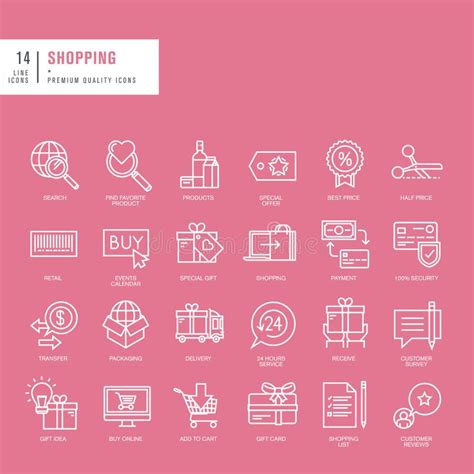 Set Of Thin Lines Web Icons For Graphic And Web Design Stock Vector Illustration Of Icon