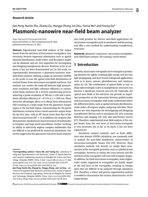Pdf Plasmonic Nanowire Near Field Beam Analyzer