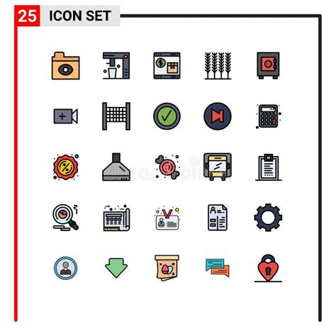 25 User Interface Filled Line Flat Color Pack Of Modern Signs And Symbols Of Lock Wheat