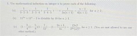 solved 1 use mathematical induction on integer n to prove