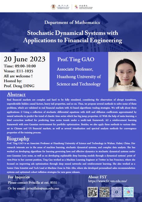 Stochastic Dynamical Systems With Applications To Financial Engineering Faculty Of Science And