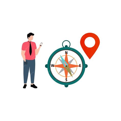Boy Looking At Compass Premium Vector